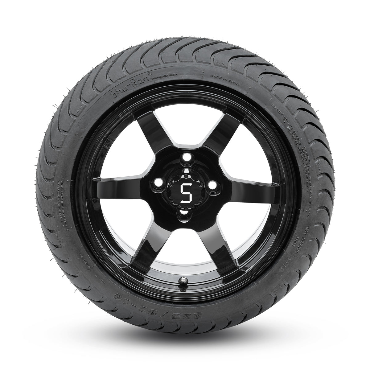 4 x Regar DRIFT-R (Gloss Black) 14'' Golf Cart Alloy Wheels and Tyres ...
