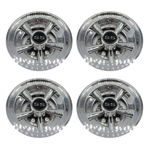 Golf Cart Hub Caps Set 8'' Wheel Covers Cap SS Club Car Yamaha EZGO Go ...